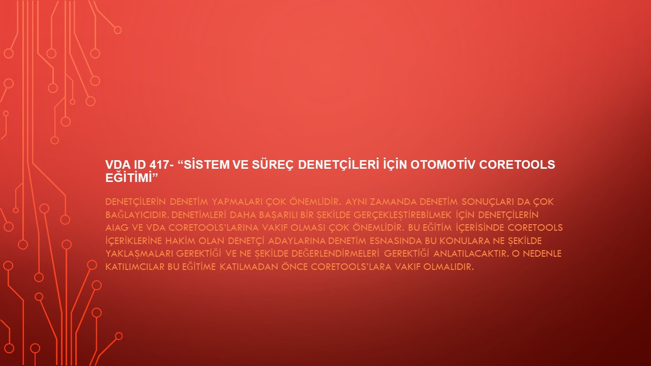 ID 417-VDA Sistem ve Süreç Denetçileri İçin Otomotiv Core Tools Eğitimi ...