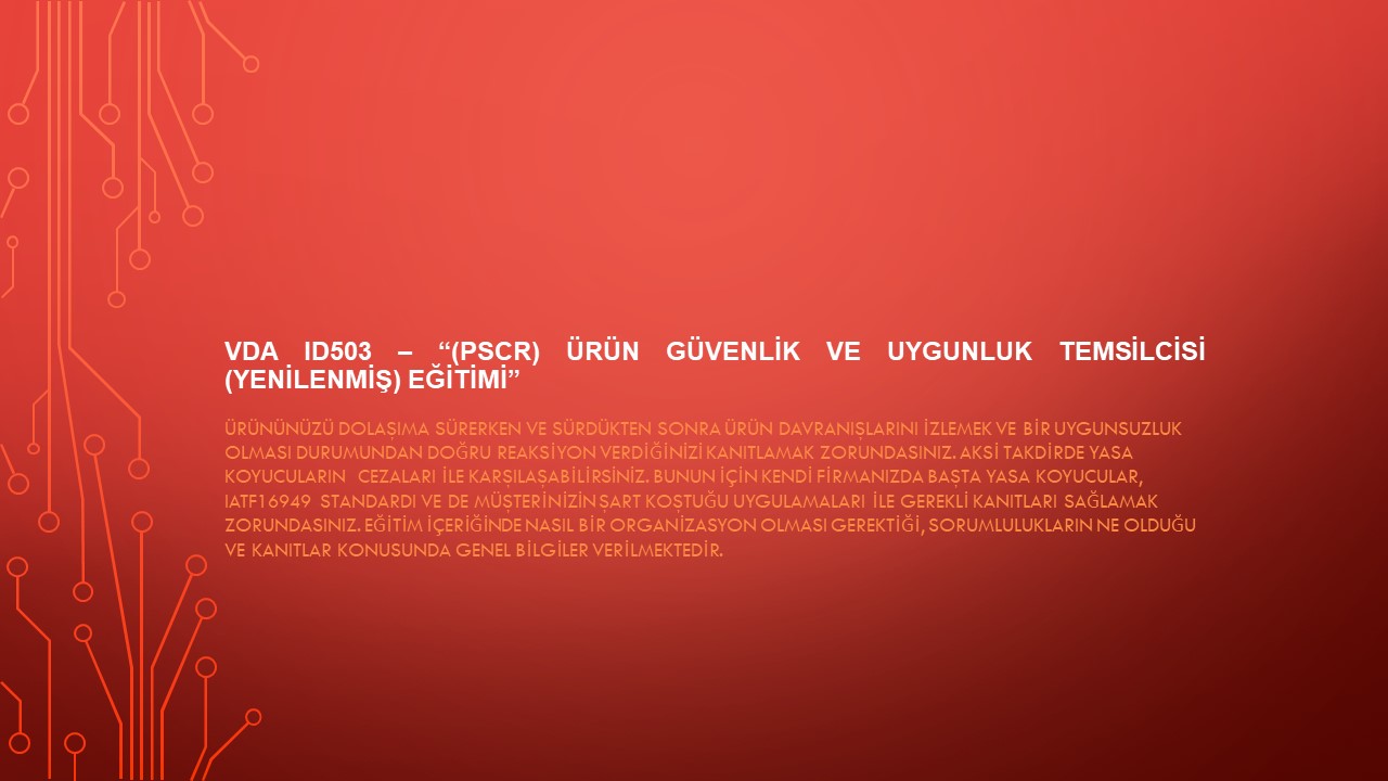 ID 503-VDA PSCR Ürün Güvenlik ve Uygunluk Temsilcisi Eğitimi - MBT ...